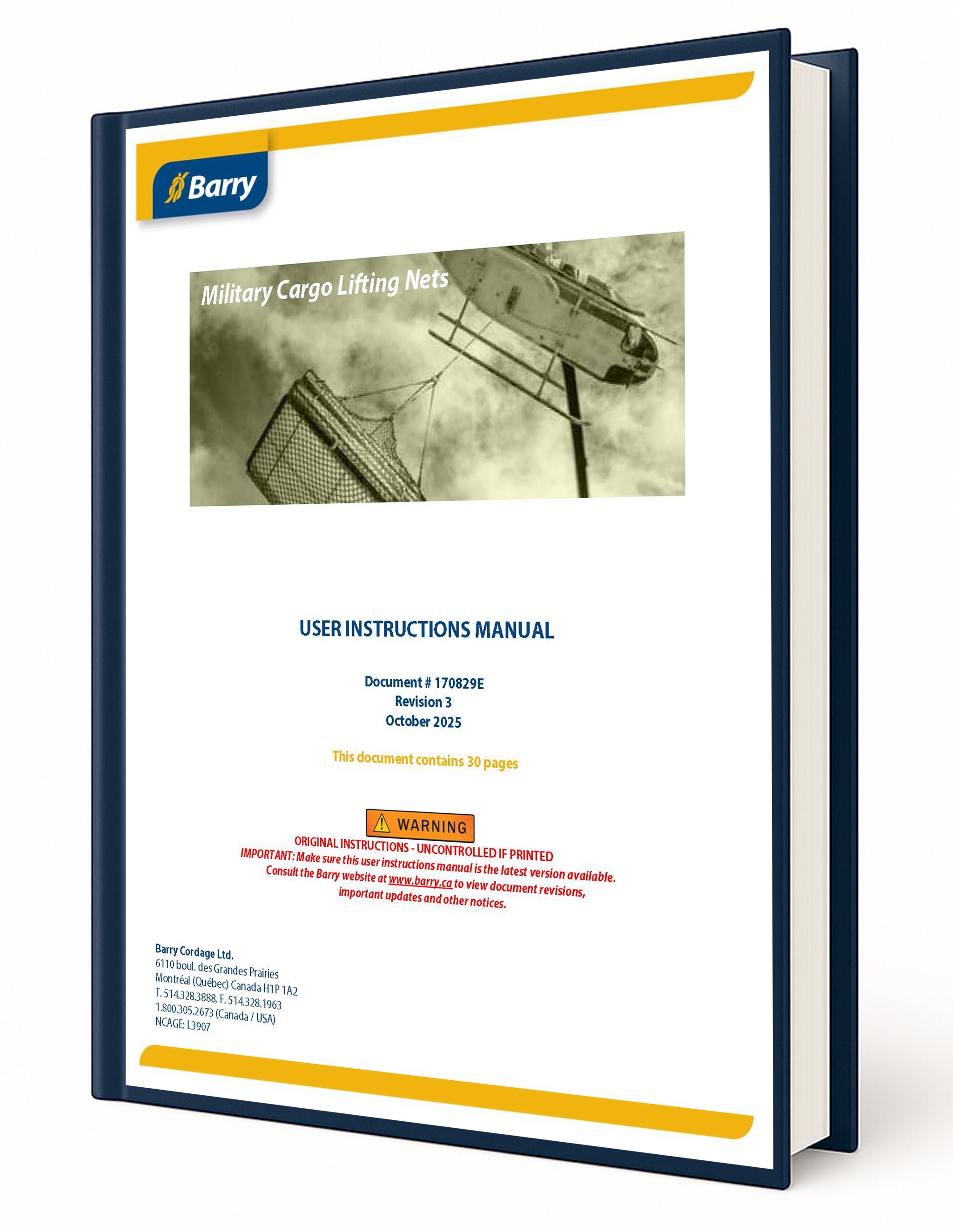 Instructions Manual: Barry Civil and Military Helicopter Cargo Nets ...